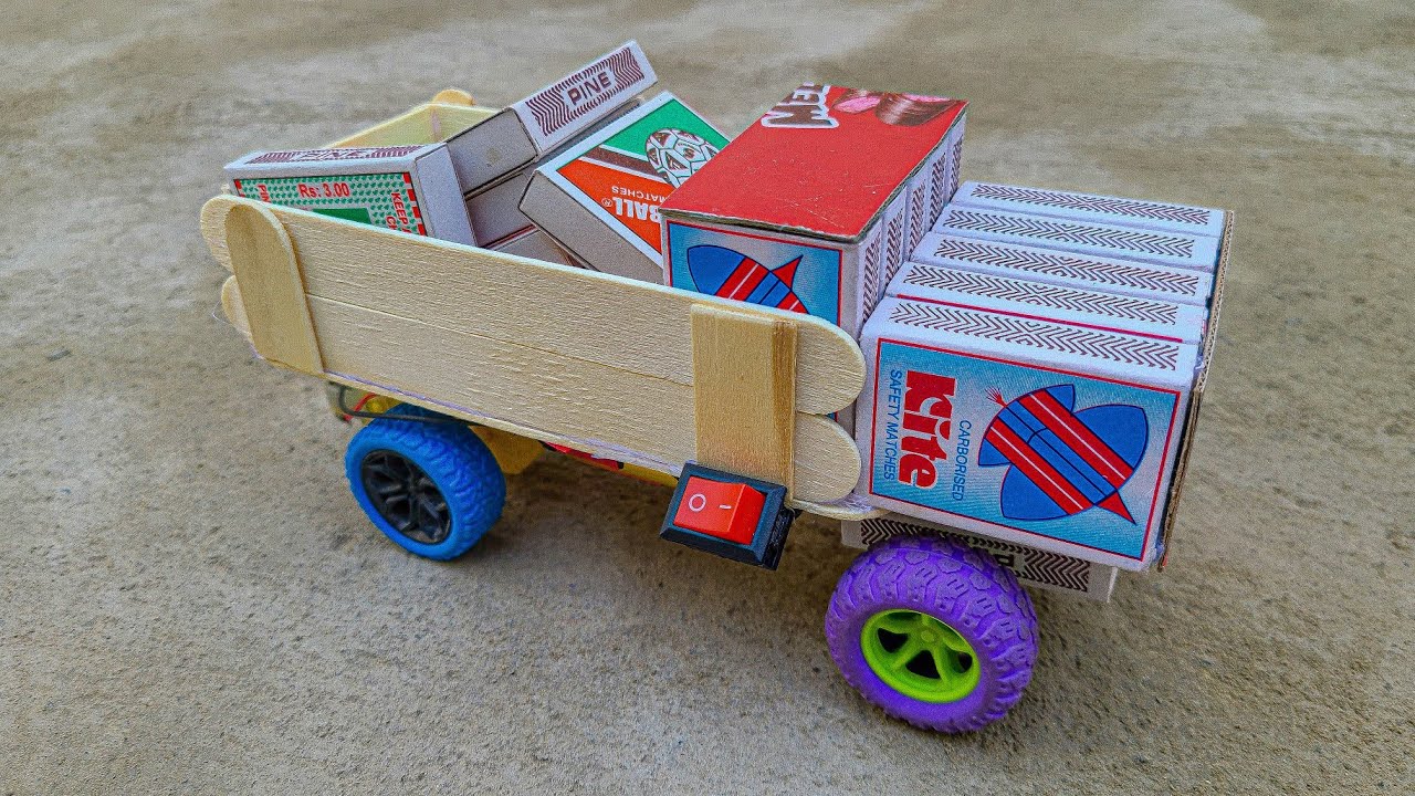How To Make A Mini Pickup Truck With Matchbox And Popsicle Sticks ...