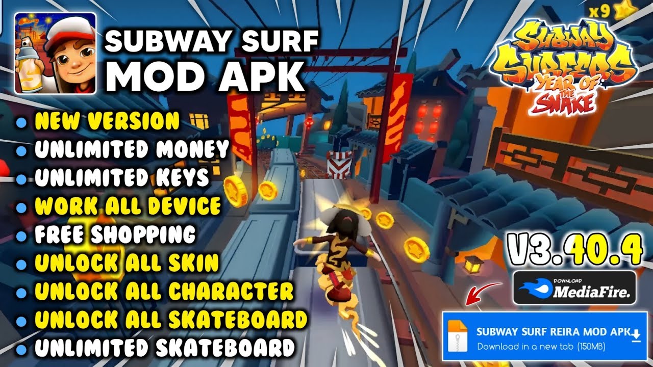 SUBWAY SURFERS MOD APK NEW 2025 VERSION 3.40.4 UNLIMITED MONEY & UNLOCK ...