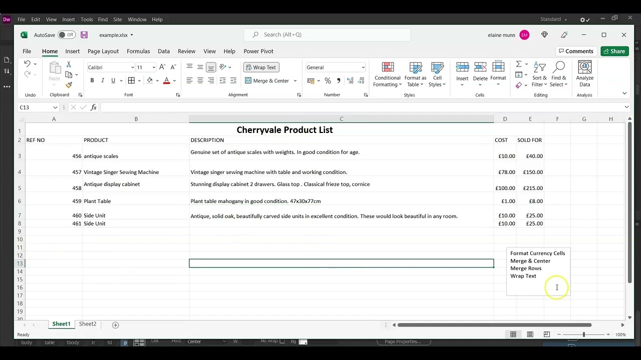 Excel Format Currency Merge Cells Wrap Text YouTube Excel Format Currency Merge Cells Wrap Text YouTube