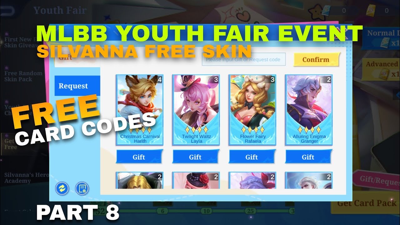 PART 8 | MLBB FREE CARD CODE YOUTH FAIR SILVANNA FREE SKIN EVENT MOBILE ...