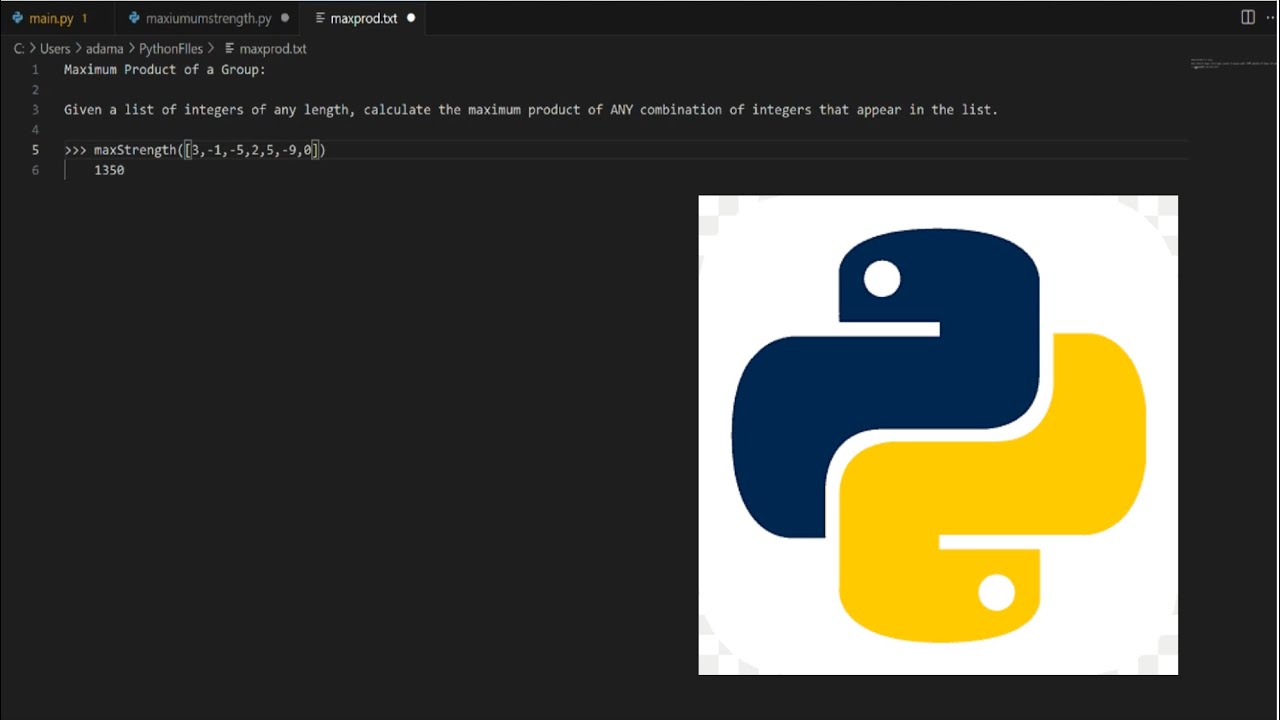 Maximum Product Of A List In Python YouTube maximum-product-of-a-list-in-python-youtube