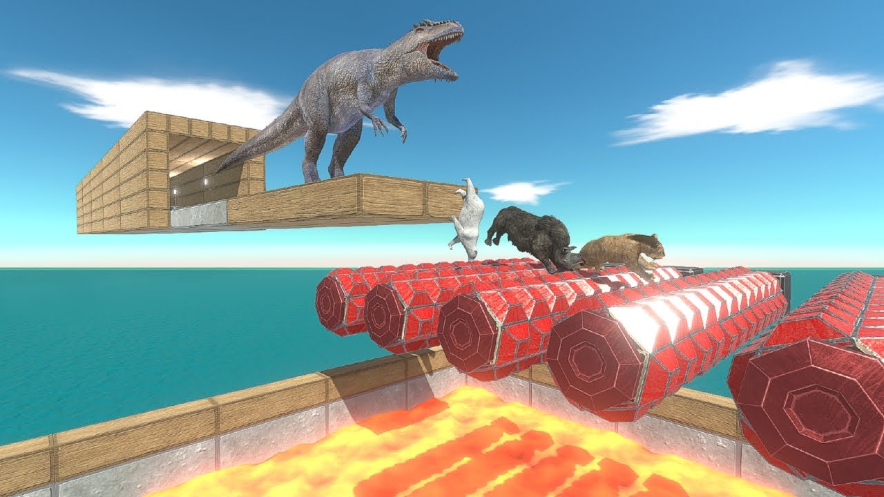 NEW DEADLY LAVA BRIDGE ALL UNITS RUN FROM GIGANOTOSAURUS - Animal ...