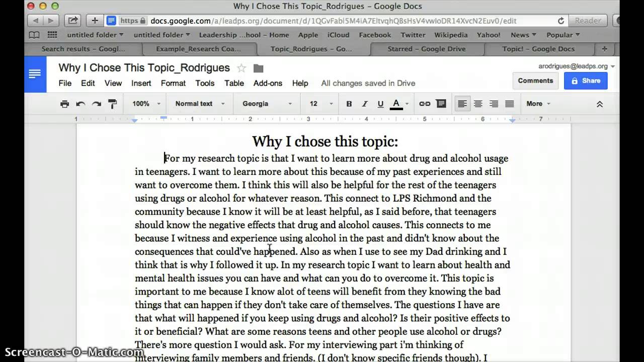 Why I Chose This Topic? Tutorial - YouTube