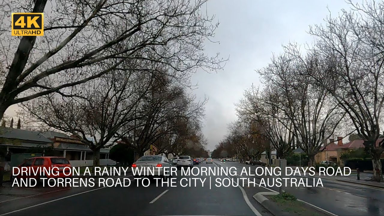 Driving on a rainy winter morning along Days Road and Torrens Road to ...