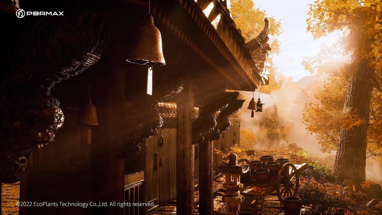 CreateWithPBRMAX｜3D rendering works to share-"Golden Phoenix Temple ...