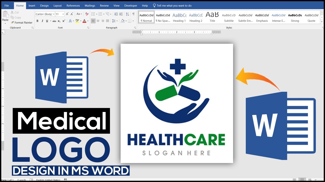 How to Create a Logo Design Tutorial in Ms Word || Medical Logo Design ...