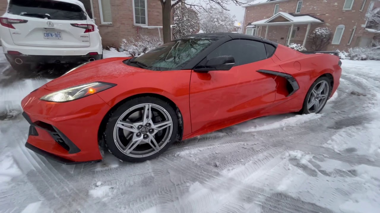 C8 Corvette driving in a snow storm - YouTube
