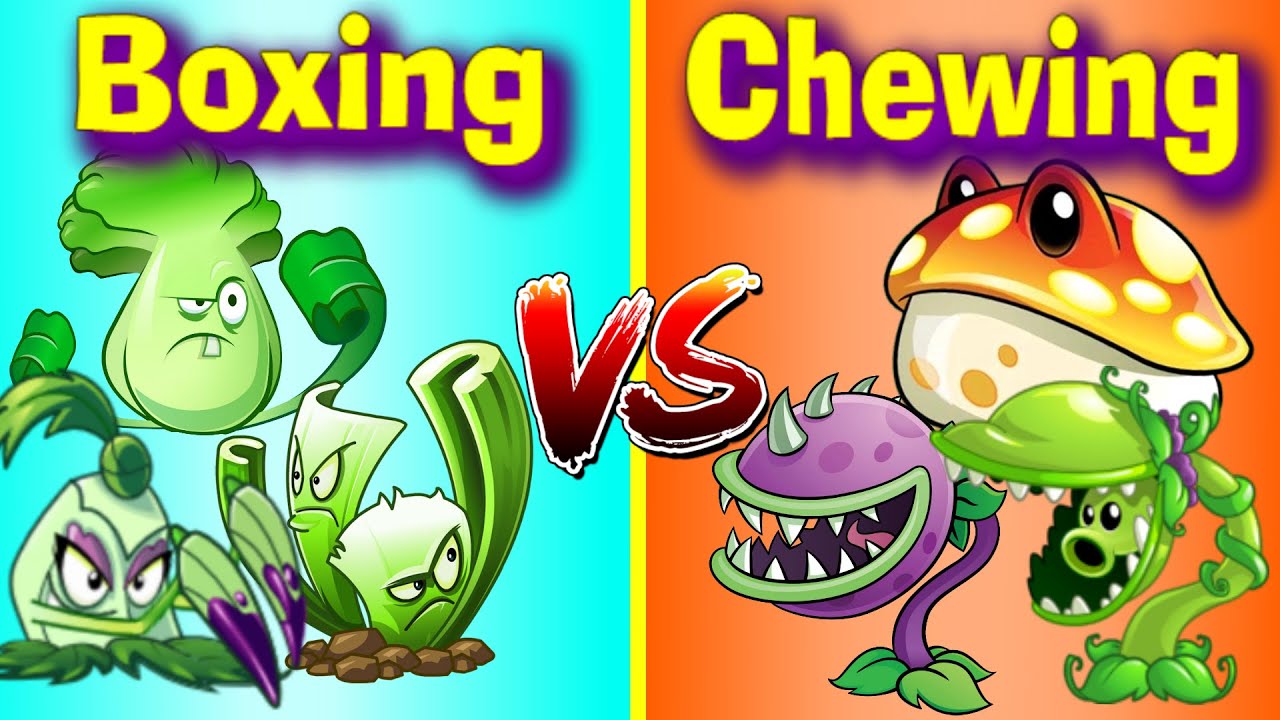 Boxing vs Chewing Plants Team vs Team - PVZ 2 Gameplay - YouTube