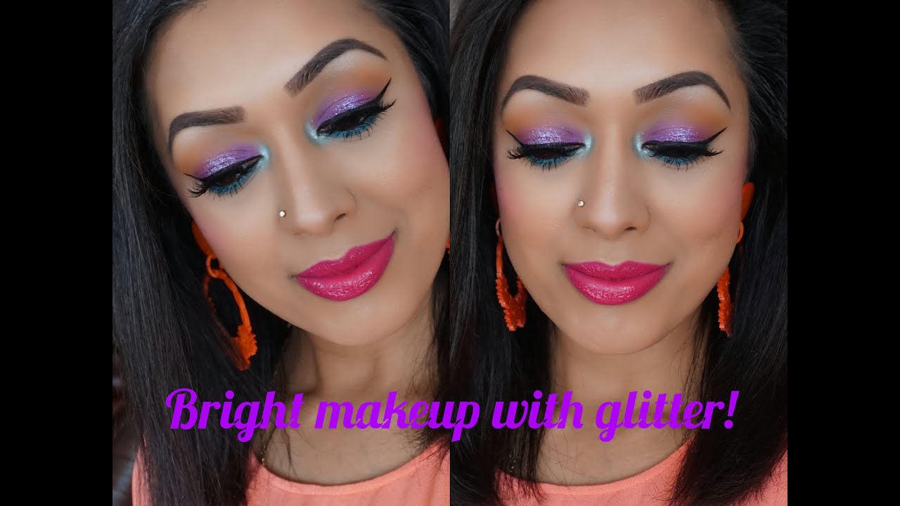 Bright Makeup Tutorial with Glitter! - YouTube