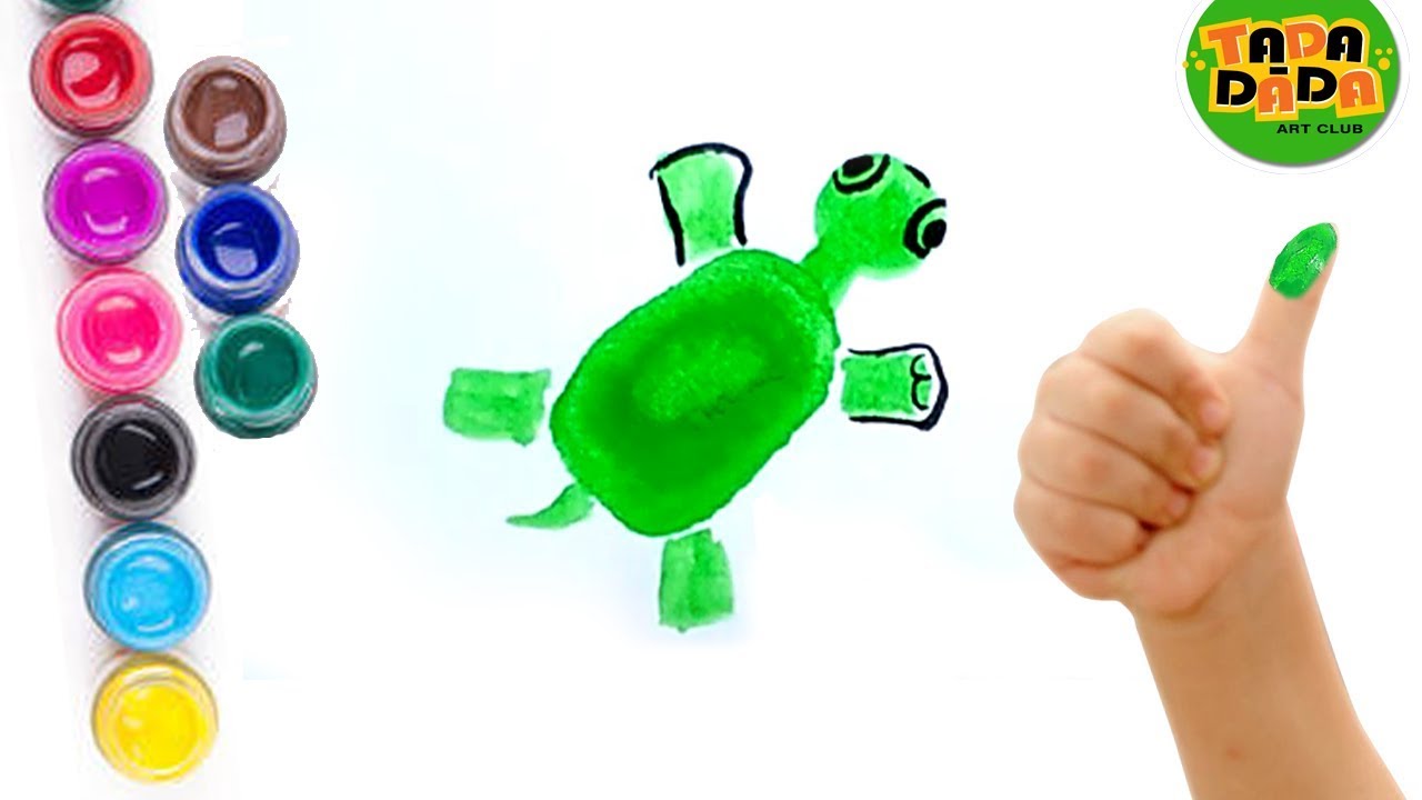 How to draw THUMBPRINT ANIMALS - TURTLE | STEP BY STEP | TADA-DADA Art ...