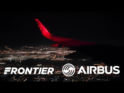 Frontier Airlines - Airbus A321neo - Night Landing New York LaGuardia ...