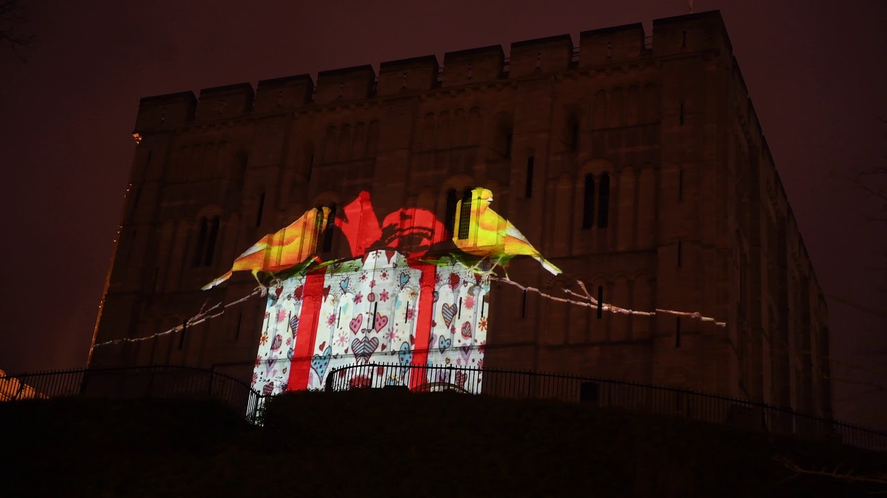 Love Light Norwich - Love Birds - projection on Norwich Castle - YouTube
