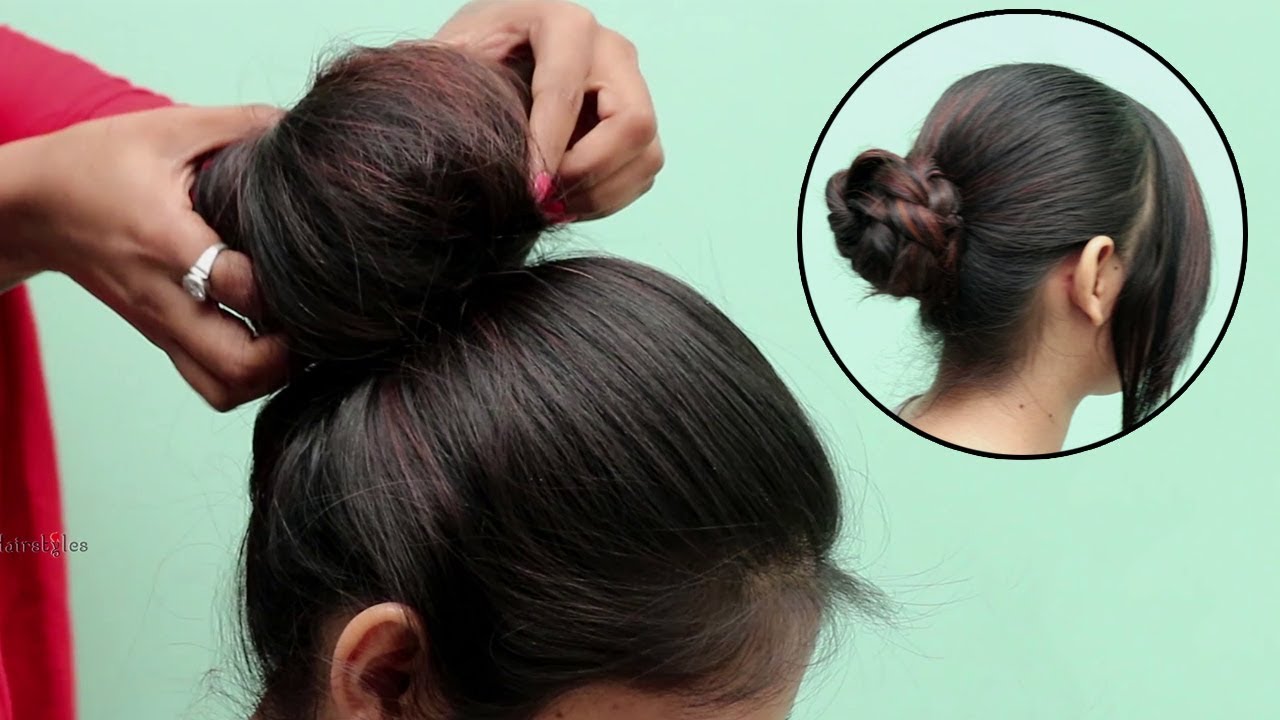 1 mint bun hairstyle/ fan bun hairstyle for summer | simple bun ...