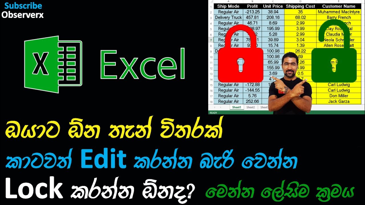 How to Selectively Lock Cells, Columns, and Rows in Excel | In Sinhala - YouTube