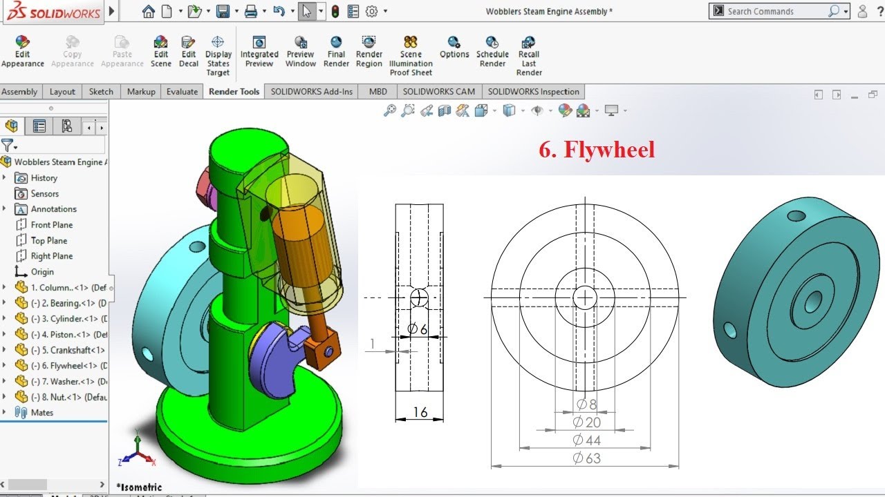 "Designing a Wobbler Steam Engine in SolidWorks | Full Parts Breakdown ...