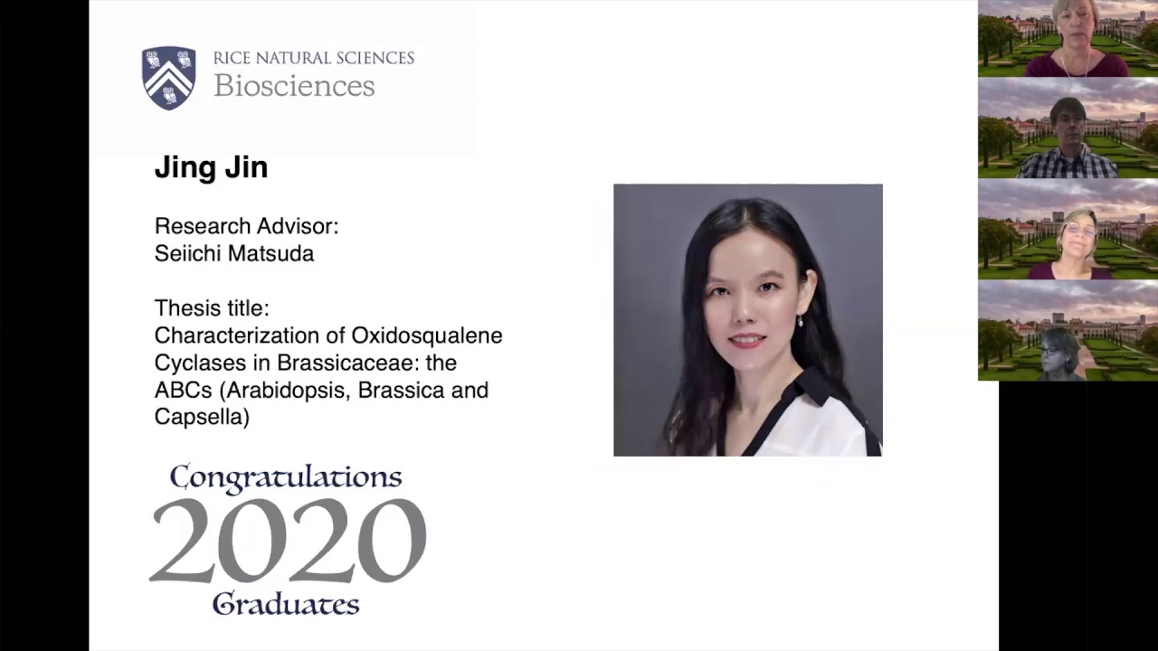2020 Graduate Student Awards Ceremony, Department of Biosciences, Rice ...