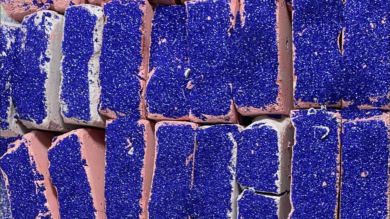 MASS CRUSH ~ Blue Glittery Covered Mini Blocks - YouTube