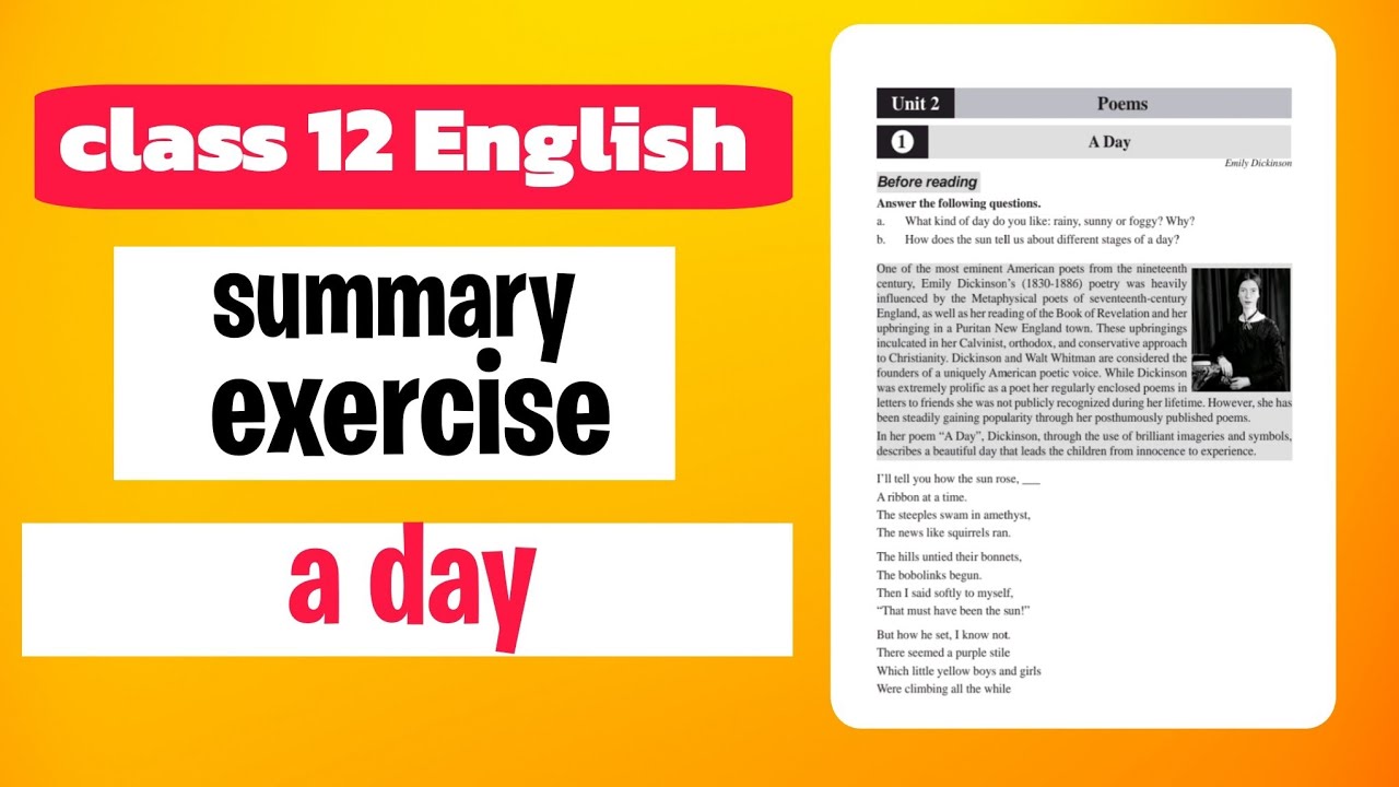 A Day Summary & Exercise | Class 12 Compulsory English A Day Exercise ...