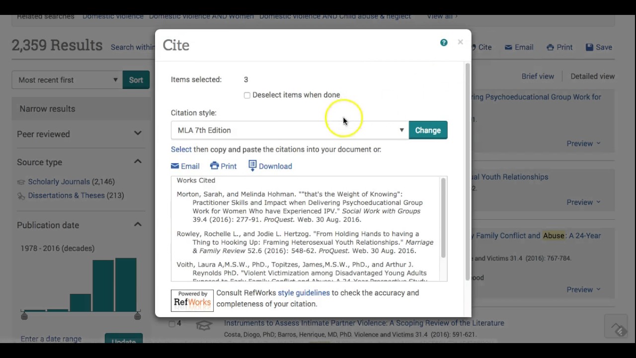 Demo Easy Citations from ProQuest Databases - YouTube