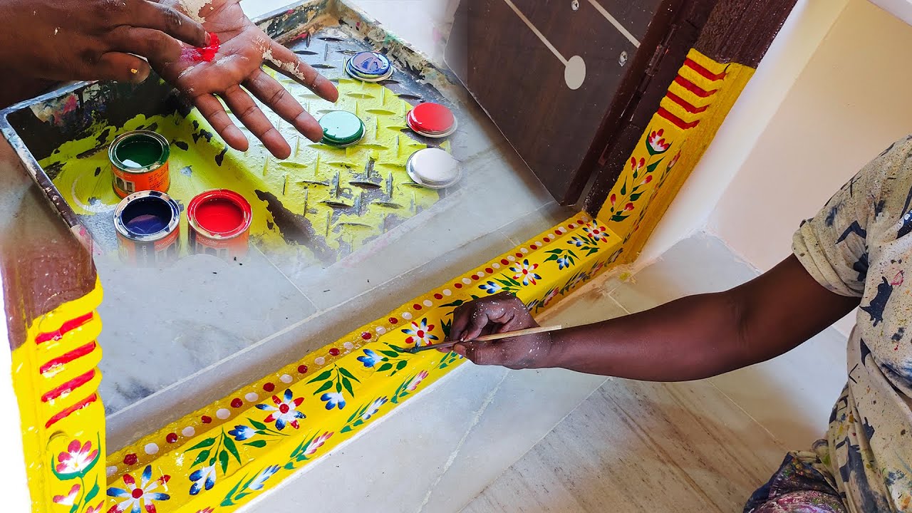 Easy Method of gadapa design oil painting | latest gadapa muggulu - YouTube