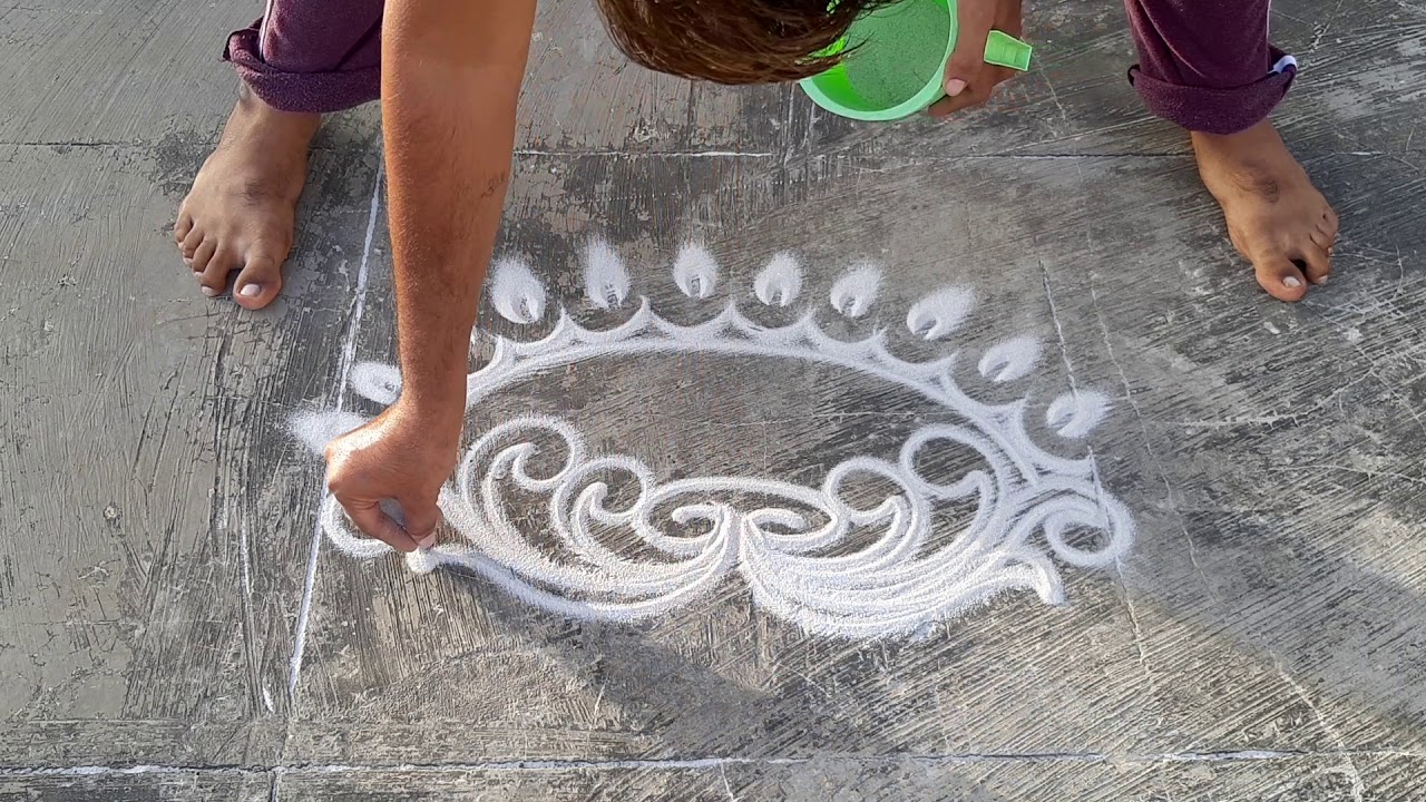 How to make creative rangoli | innovative rangoli | free band rangoli ...