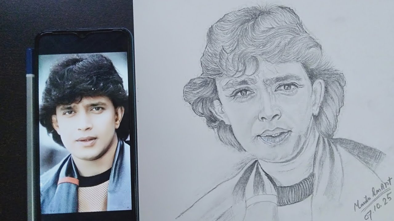 Mithun Chakraborty drawing with Graphite pencils/How to draw Mithun ...