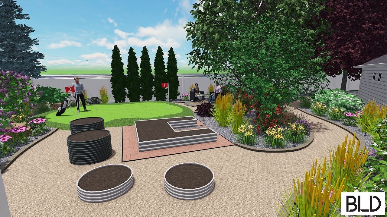 Southeast Boise Landscape & Putting Green Design (Final Design) - YouTube