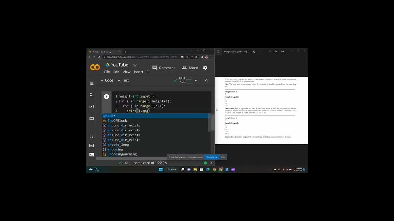 Right angle triangle printing in Python. (Using Nested Loop And Using String Concatenation ...