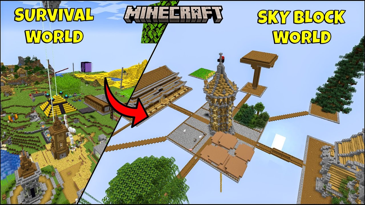 I Built Sky block world in Survival world || Minecraft || - YouTube