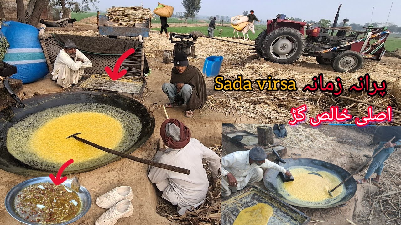 Traditional Jaggery (Gur) Making Process Village Life in Punjab ...