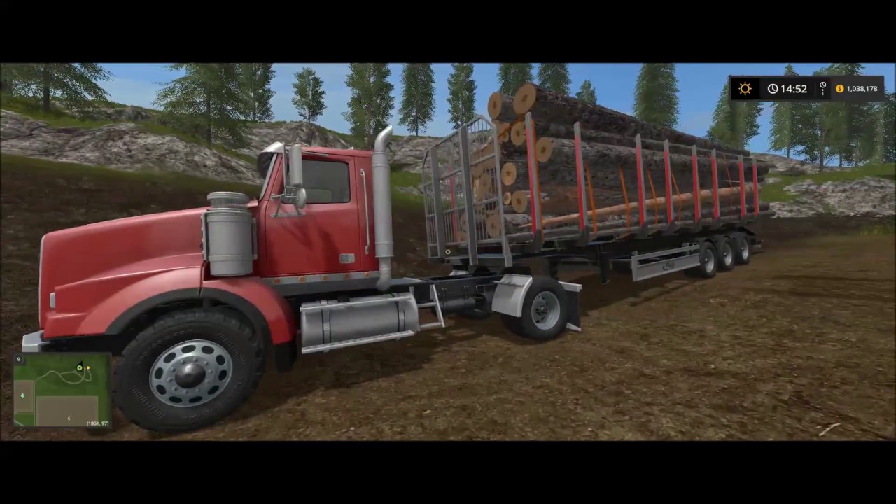 Farming Simulator 17 - Overloaded log trailer - YouTube