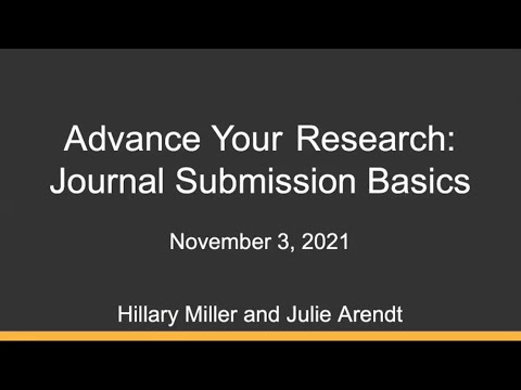 Journal Article Submission Basics - YouTube