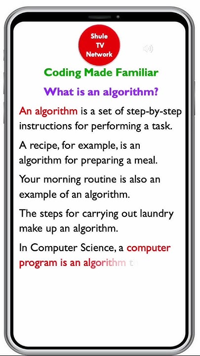 Coding Made Familiar 2 What Is An Algorithm Shorts Coding Letscode Youtube 6816