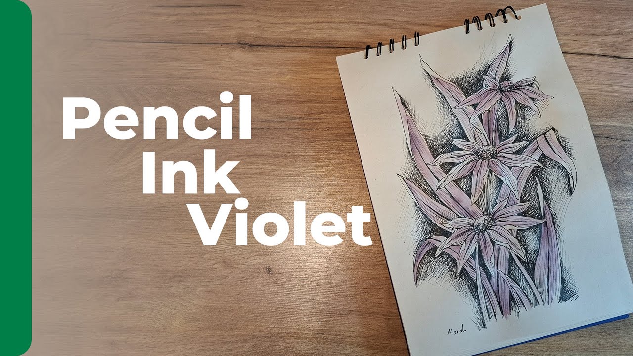 Watch This Drawing Transform: Pencil → Ink → Soft Violet Colors - YouTube