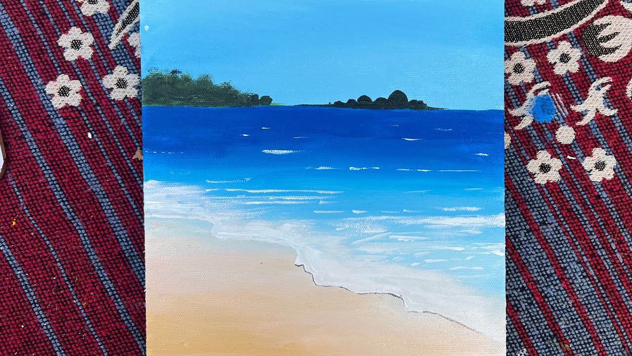 Easy Sky, Sea & Ground Acrylic Painting |Step by Step Tutorial Perfect ...