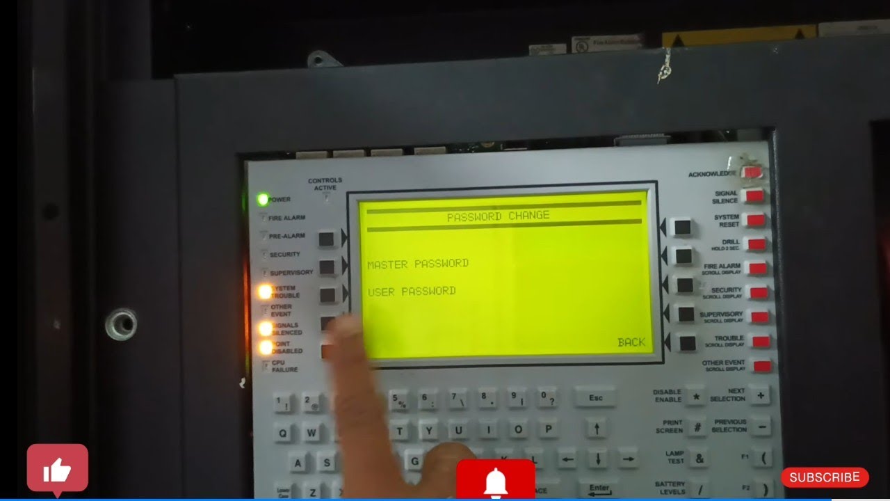 notifier alarm panel model number 3030 master password user password ...