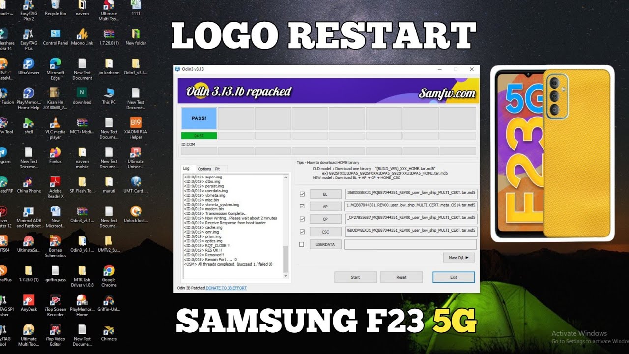 Samsung F23 5G Logo Restart Flashing || Odin Tool Latest Version ...