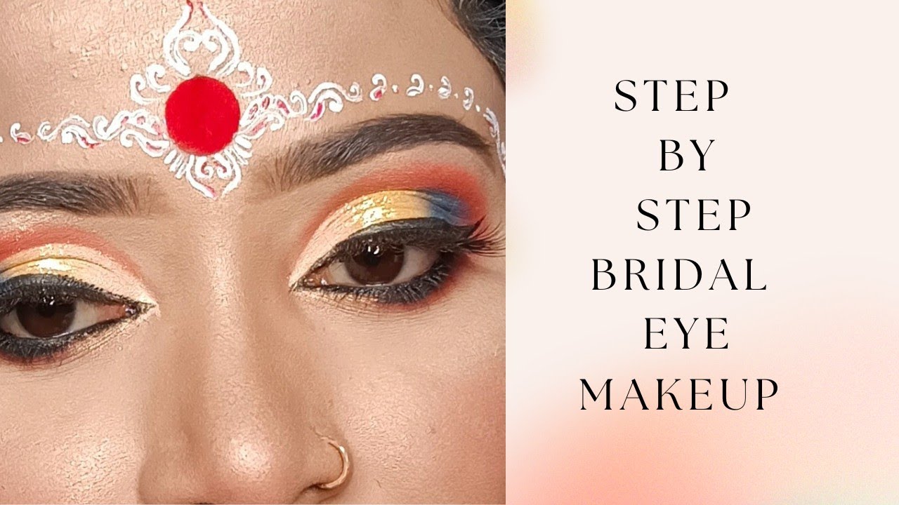 Bridal eye makeup step by step for beginners।। Golden cut Krrish eye ...