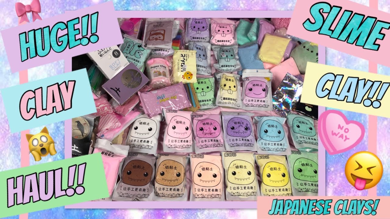 HUGE SLIME CLAY HAUL!!! JAPANESE AIR DRY CLAY & SLIME MIX IN'S!! - YouTube