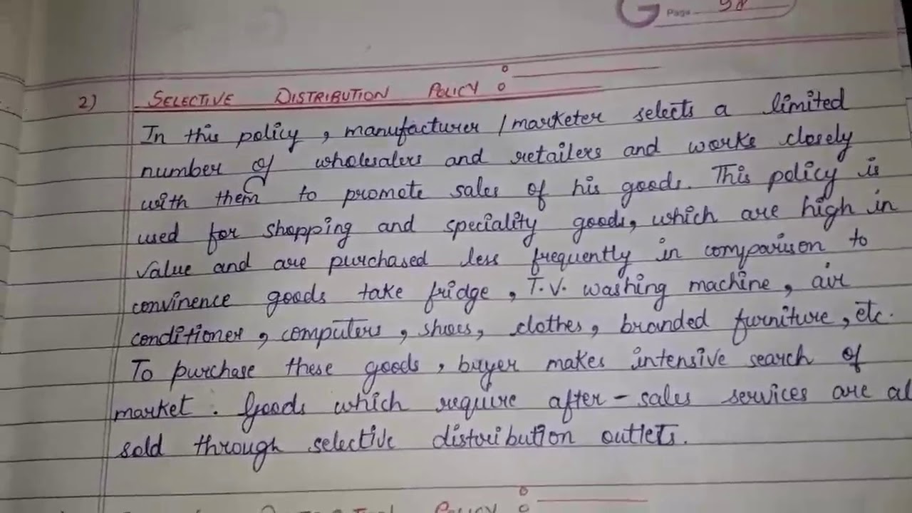 INTERNATIONAL MARKETING|DISTRIBUTION POLICIES|PART-65|HANDWRITTEN NOTES ...