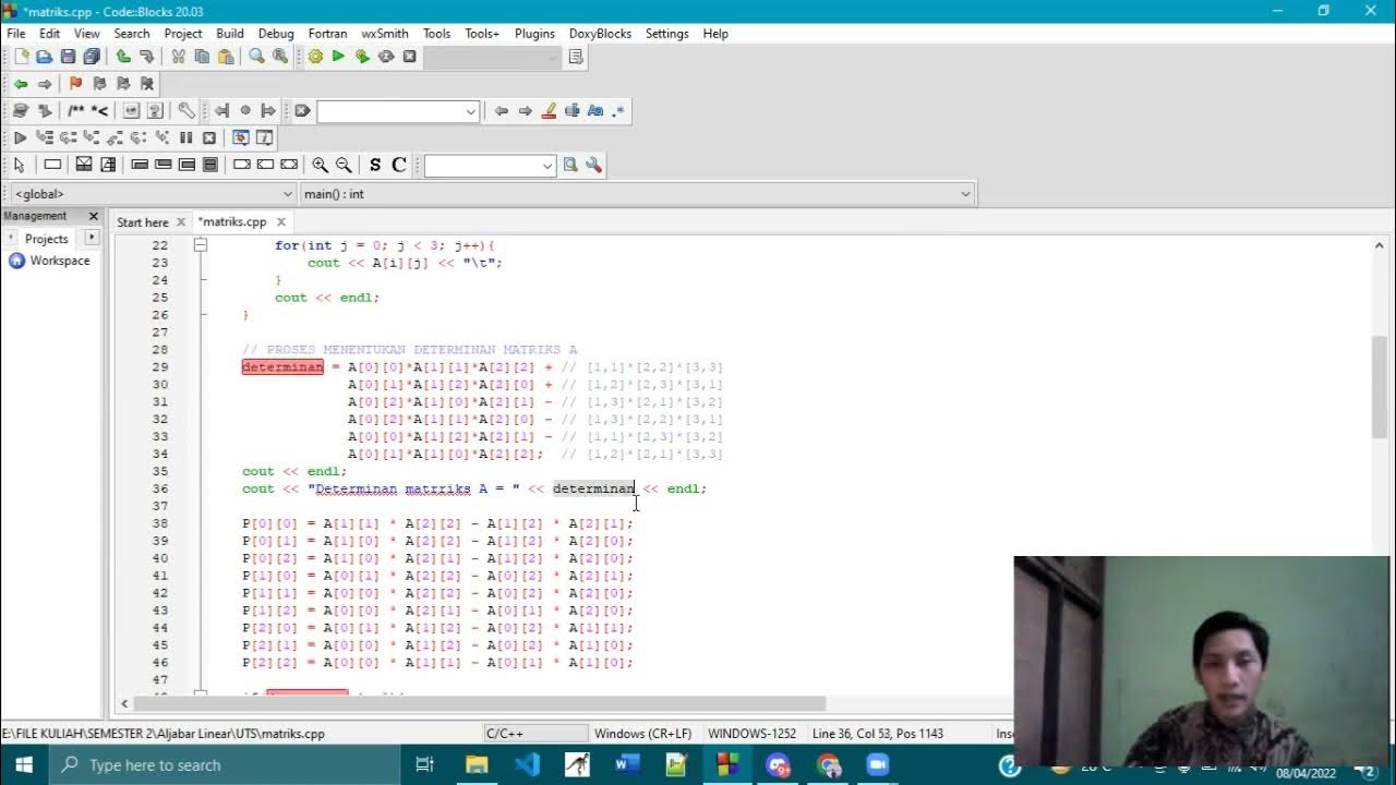Program Invers Matriks ordo 3x3 Menggunakan Bahasa Pemrograman C++ ...