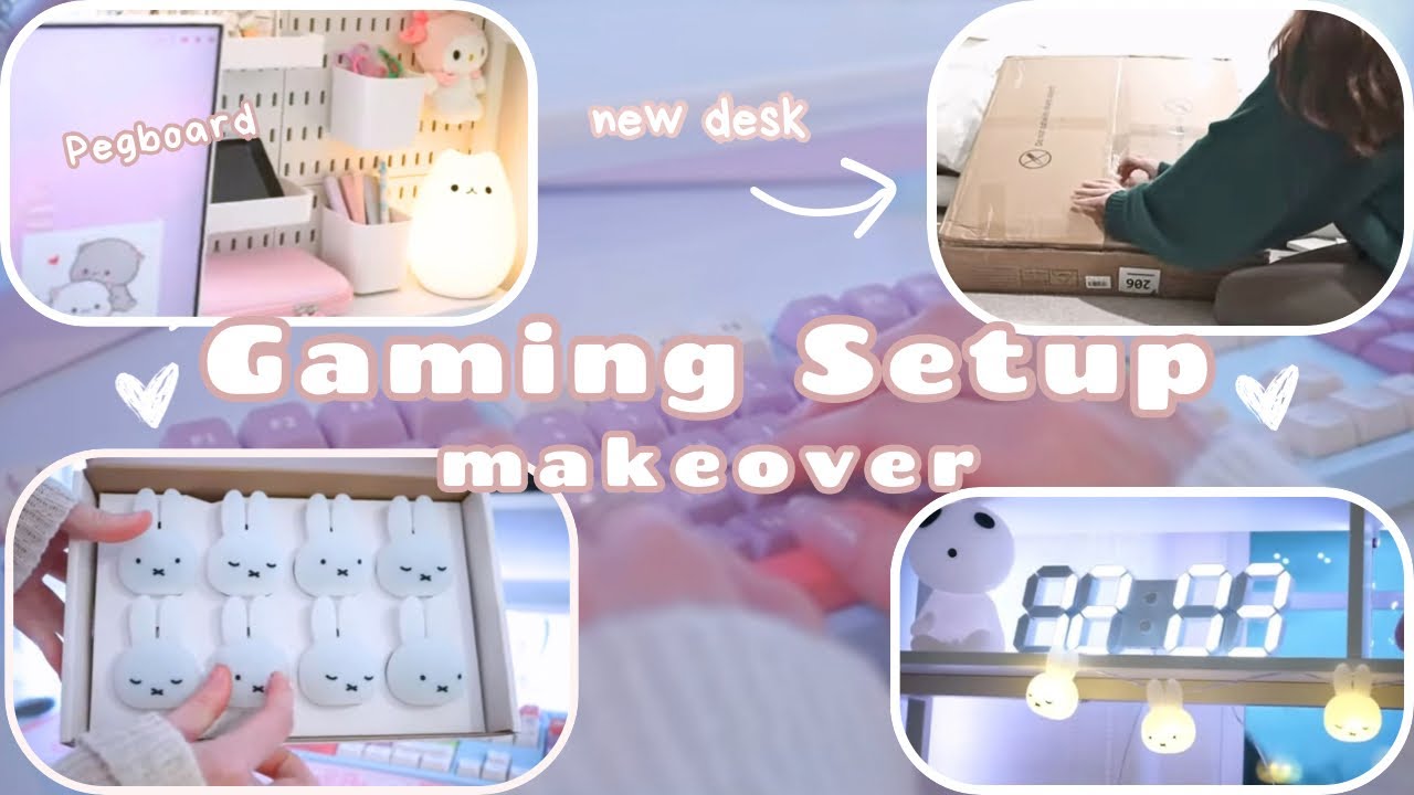 mini room makeover + gaming setup (new desk + vanity) minimalist ...