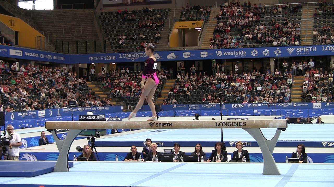 2016 European Championships Helene Schaefer GER BB Junior Balance Beam ...