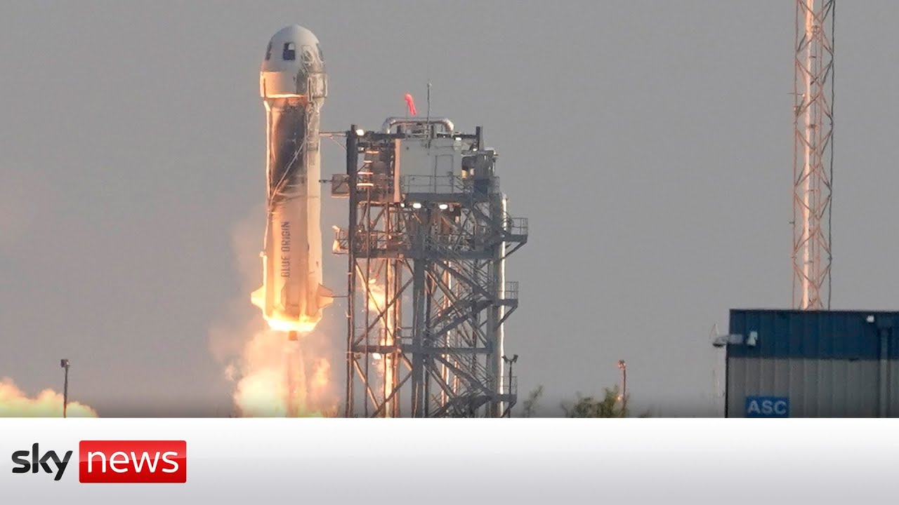 Amazon's Jeff Bezos goes to the edge of space - YouTube