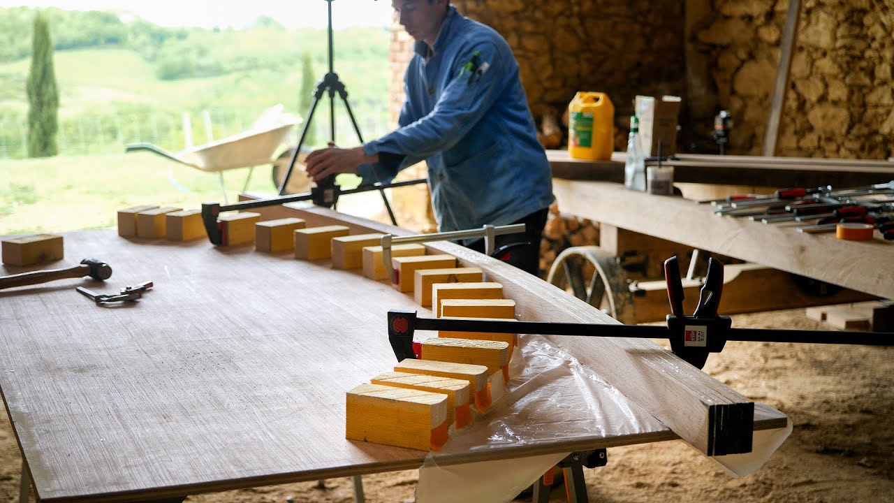Bending a 2.5m Curved Oak Roof Beam - YouTube