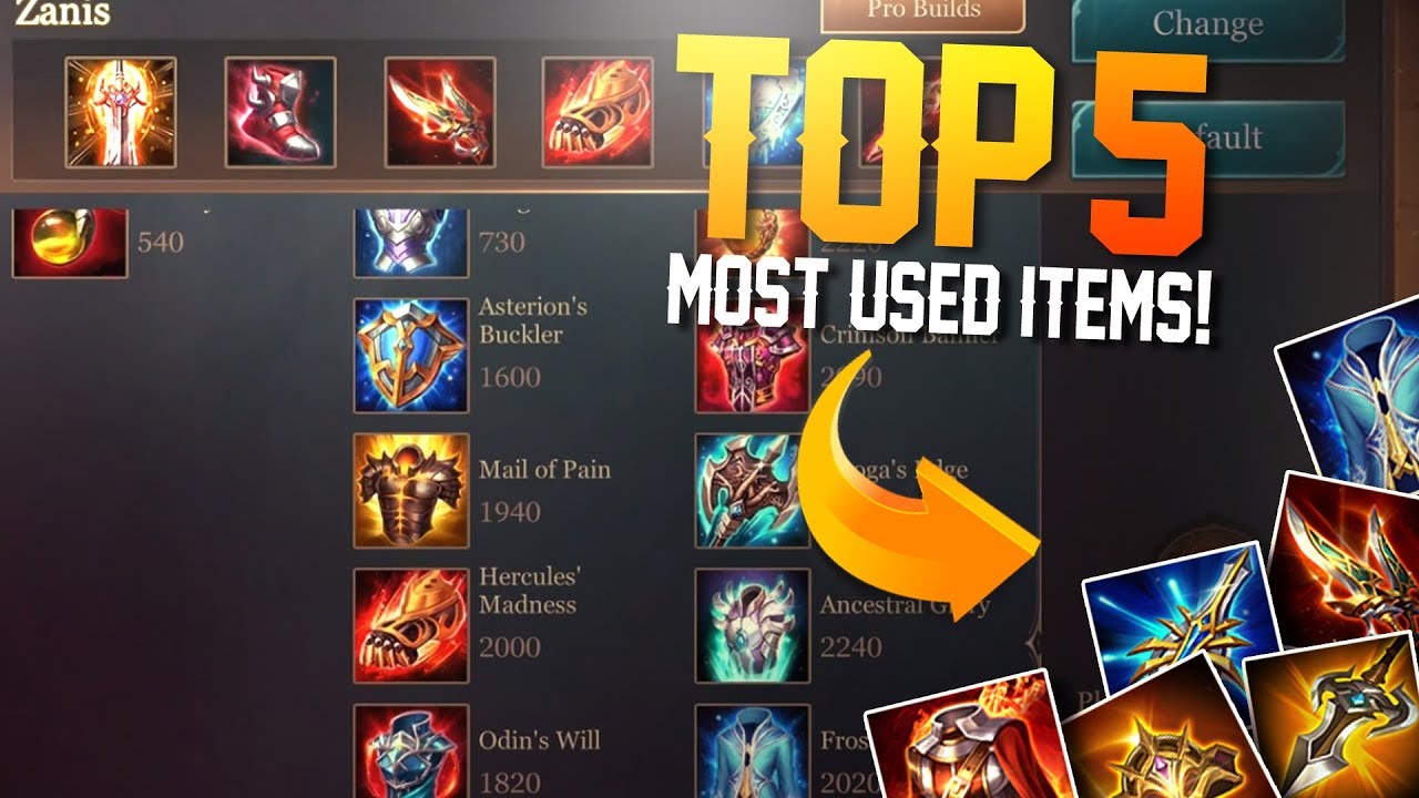 Arena of Valor [Top 5] Most Used Items!! - YouTube