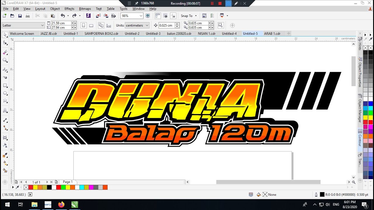 Desain Tulisan Racing Dunia Malam by corel draw - YouTube
