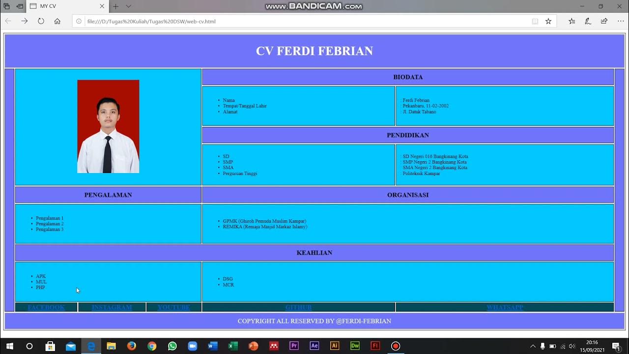 DSW - Pembuatan Design Web CV Ferdi Febrian - YouTube
