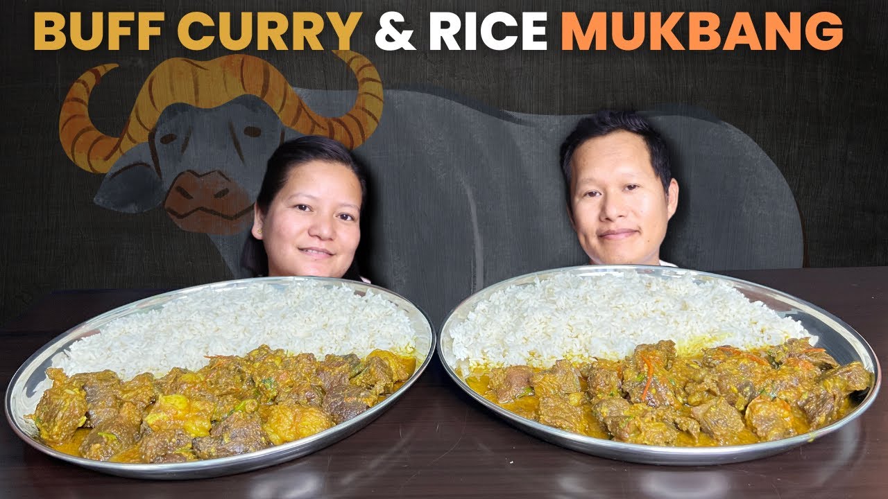 कालो भैसीको मासु र भात | Buff Curry & Rice Mukbang | Buff Curry Nepali ...