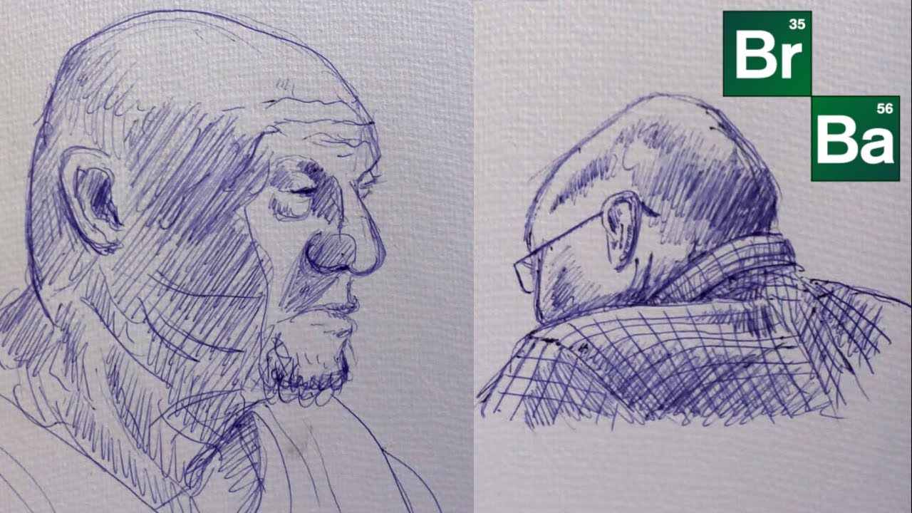 Drawing Breaking Bad Characters [BALLPOINT PEN SKETCH] - YouTube
